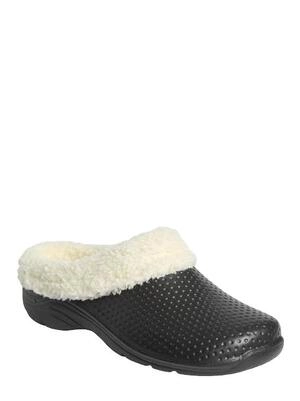 COMFORTVIEW The Fur Lined Slip On Rubber Clog Mule - Black