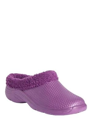 COMFORTVIEW The Fur Lined Slip On Rubber Clog Mule - Plum
