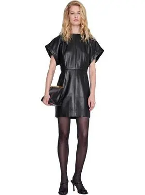 ANINE BING Zelie Recycled Leather Dress - Black