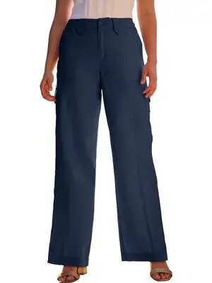 Roaman's Wide Leg Cargo Pants - Navy