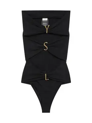Saint Laurent Strapless Cut-out One-piece Swimsuit - Black