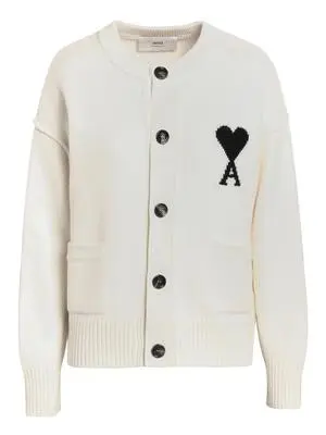AMI Ami Paris White Wool Cardigan Ami De Coeur Women