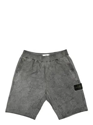 Stone Island Patch Logo Fleece Shorts 'melange Black - Black/grey