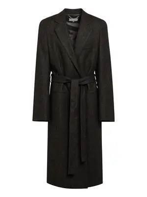 MAISON MARGIELA Belted Coat With Herringbone Pattern - Brown