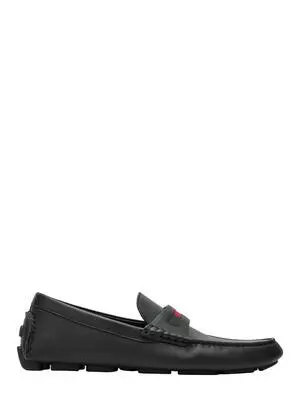 Gucci Driver Loafer In Leather With Web - Black