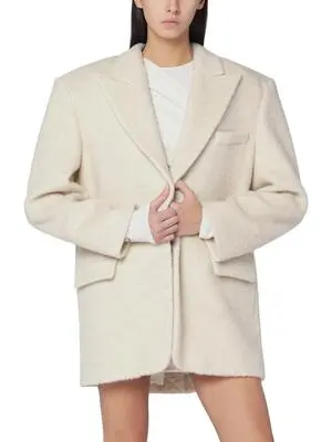 Andamane Oversized Ivory Jacket In Wool Blend - White