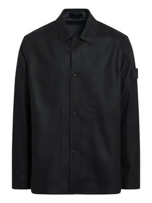 Stone Island Navy Shirt Jacket In Wool Blend - Blue