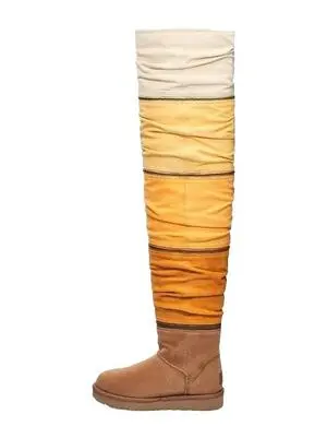 UGG Classic Sweater Letter Ta Knitted Suede High-leg Boots 'brown Tan - Brown/tan