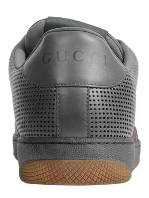 Gucci Screener Perforated Leather Sneakers Grey