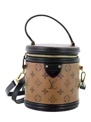 LOUIS VUITTON Cannes Handbag Reverse Monogram Canvas Satchel Brown
