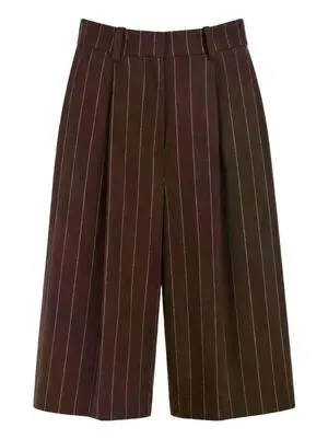 ALYSI Pinstripe-print Virgin-wool Shorts - Brown