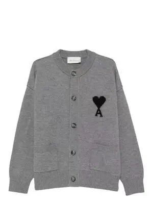 AMI Paris De Coeur Cardigan - Grey