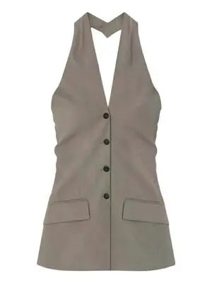 Nanushka Tarsila Tailored Halterneck Top - Grey