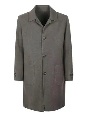 Eleventy Button-up Patch-pocket Coat - Grey