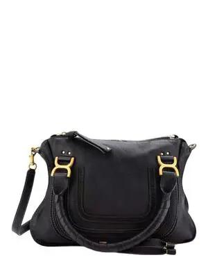 Chloé Marcie Leather Medium Satchel Black