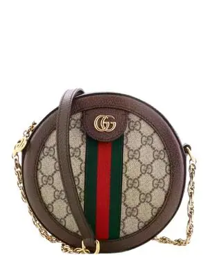GUCCI Ophidia Round Shoulder Bag Gg Coated Canvas Mini Crossbody Bag