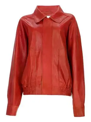 ALYSI Leather Bomber Jacket