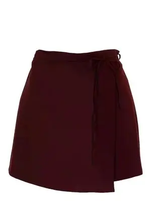 ALYSI Wrap-style Bow-fastening Mini Skirt Red