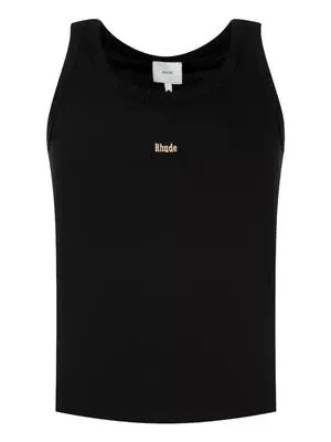 Rhude Logo-embroidered Ribbed Tank Top - Black