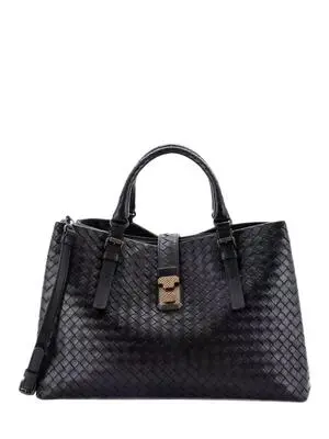 Bottega Veneta Roma Bag Intrecciato Nappa Medium Tote Bag - Black