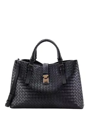 Bottega Veneta Roma Bag Intrecciato Nappa Medium Tote Bag Black