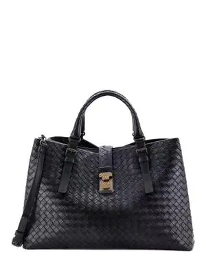 Bottega Veneta Roma Bag Intrecciato Nappa Medium Tote Bag Black