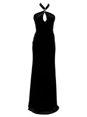 NISSA Nissa Women Open-Back Velvet Maxi Dress Multicolor