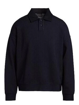 EMPORIO ARMANI Man Polo Shirt Navy Size Xxl Polyester, Viscose, Elastane