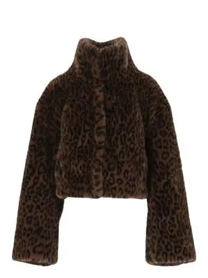 ROTATE BY BIRGER CHRISTENSEN Short Leopard-print Faux Fur Jacket - Multicolor