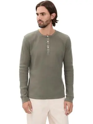 Joe's Jeans Long Sleeve Henley Waffle Tee - Tea Leaf