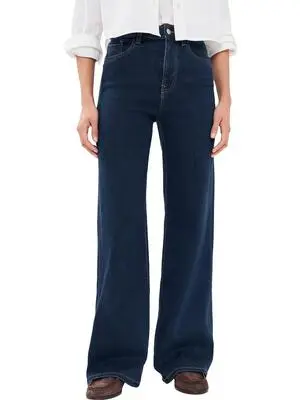 Warp + Weft The Californian Slim Wide Leg Jeans - River Rinse