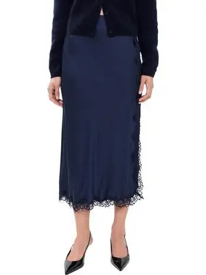 Alice + Olivia Maeve Midi Slip Skirt - Midnight Blue