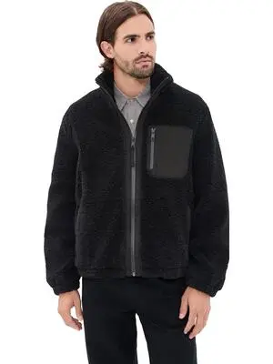 Vince Faux Sherpa Zip Jacket - Black