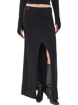 SEVEN WONDERS Magnolia Front Slit Knit Maxi Skirt - Black