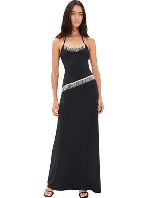 RUNAWAY THE LABEL Manon Halter Beaded Maxi Dress - Black