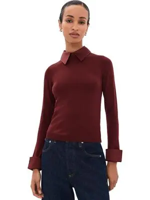 Alice + Olivia Porla Collared Sweater - Cognac