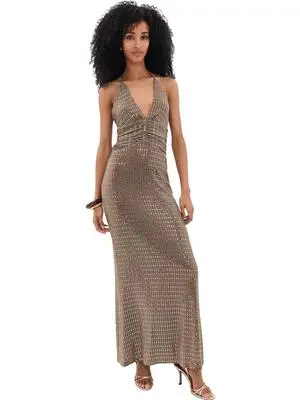 RUNAWAY THE LABEL Nara Deep V-neck Maxi Dress - Bronze