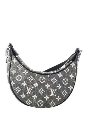 LOUIS VUITTON Loop Handbag Monogram Jacquard Denim Hobo Bag Black