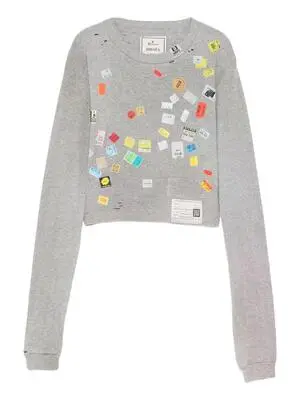 Mihara Yasuhiro Sticker-print Long-sleeve T-shirt - Grey