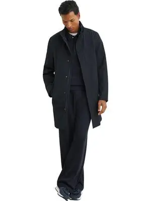 REISS Hilson Hybrid Gilet-insert Overcoat With Detachable Hood Navy