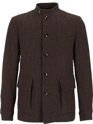 Giorgio Armani Mandarin Collar Blazer - Brown
