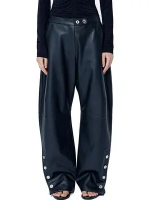 Sportmax Wide-leg Leather Trousers - Black