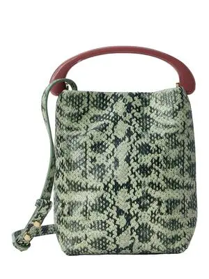 Dries Van Noten Snake-embossed Leather Top Handle Bag - Green