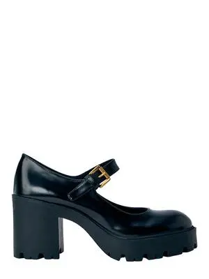 Prada Brushed Leather Pumps - Black