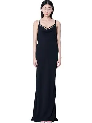 MUGLER Crepe Maxi Dress - Black
