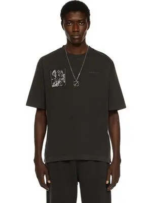 Off-White Faded Painting Skate Logo T-shirt - Black