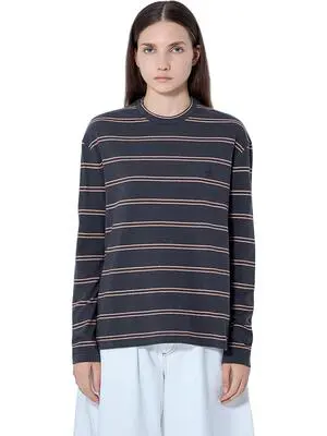 JIL SANDER Striped Long Sleeve T-shirt - Gray