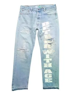 BETTER WITH AGE Beaufort Logo-print Distressed Jeans - Blue