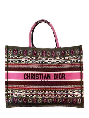 Dior Book Embroidered Canvas Large Tote Bag - Green