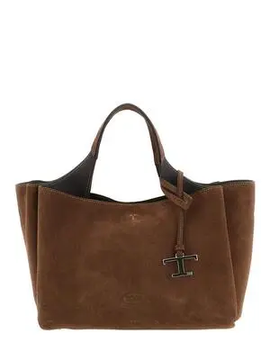 TOD'S Borsa Apa 2 Manici Mini Suede Marrone
